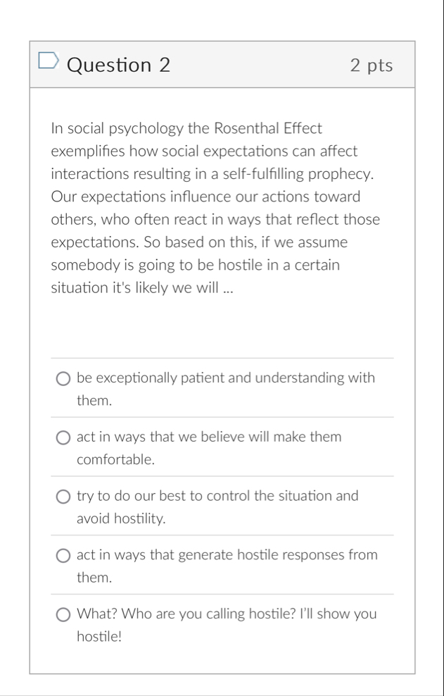 Solved Question 22 ﻿ptsIn social psychology the Rosenthal | Chegg.com