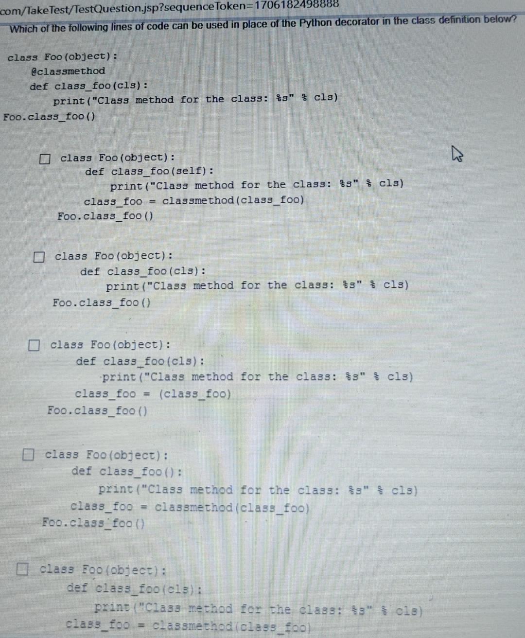 Solved Which of the following lines of code can be used in | Chegg.com