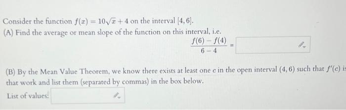 Solved Consider the function f(x)=10x+4 on the interval | Chegg.com