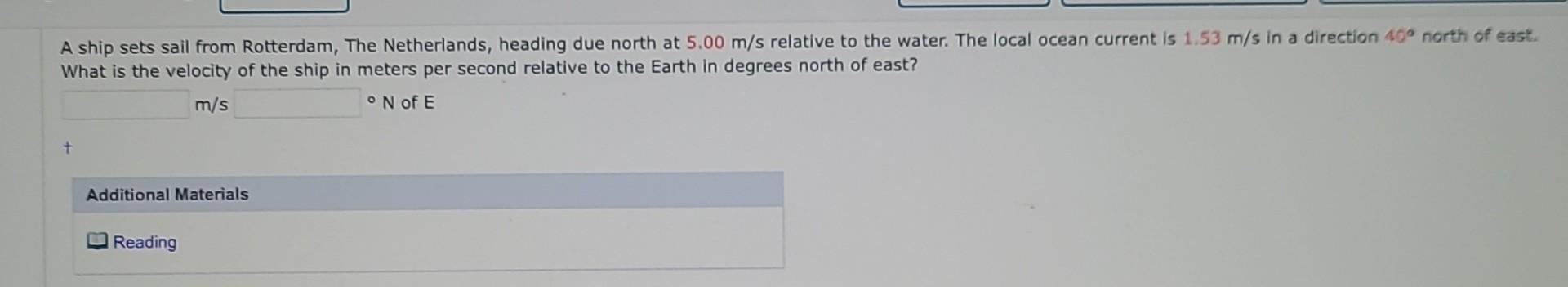 Solved A ship sets sail from Rotterdam, The Netherlands, | Chegg.com