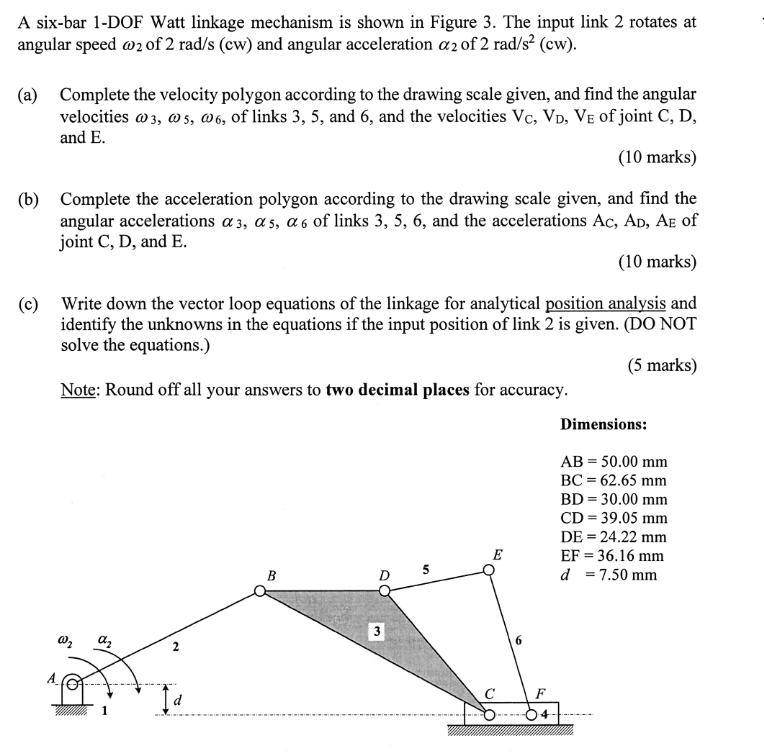 Solved A six-bar 1-DOF Watt linkage mechanism is shown in | Chegg.com