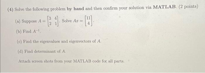 Solved (4) Solve the following problem by hand and then | Chegg.com