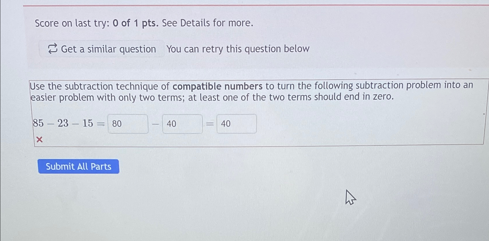 Solved Use the subtraction technique of compatible numbers | Chegg.com