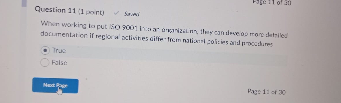 Solved Question 11 (1 ﻿point)Page 11 ﻿of 30 ﻿SavedWhen | Chegg.com