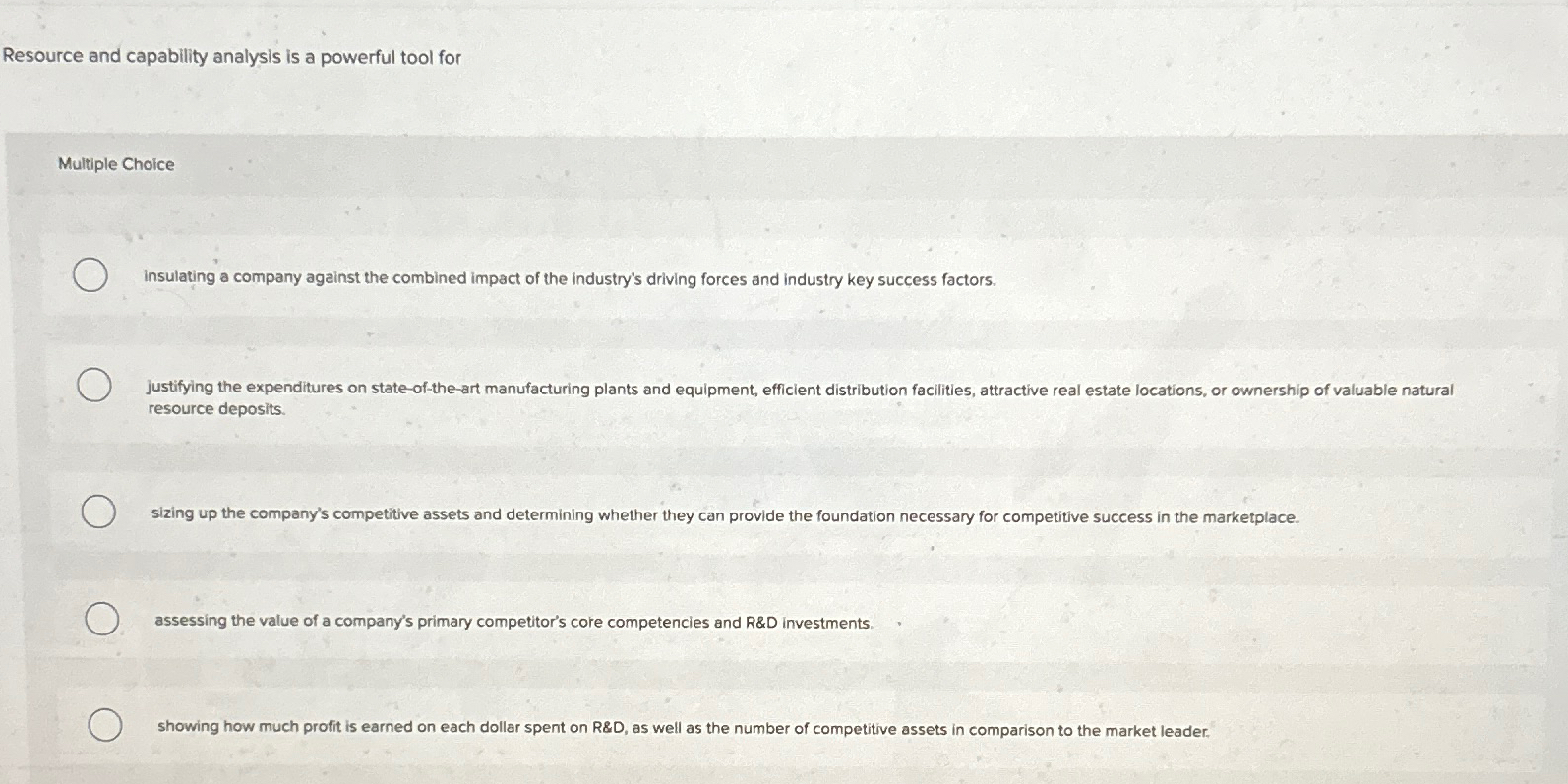 Solved Resource and capability analysis is a powerful tool | Chegg.com