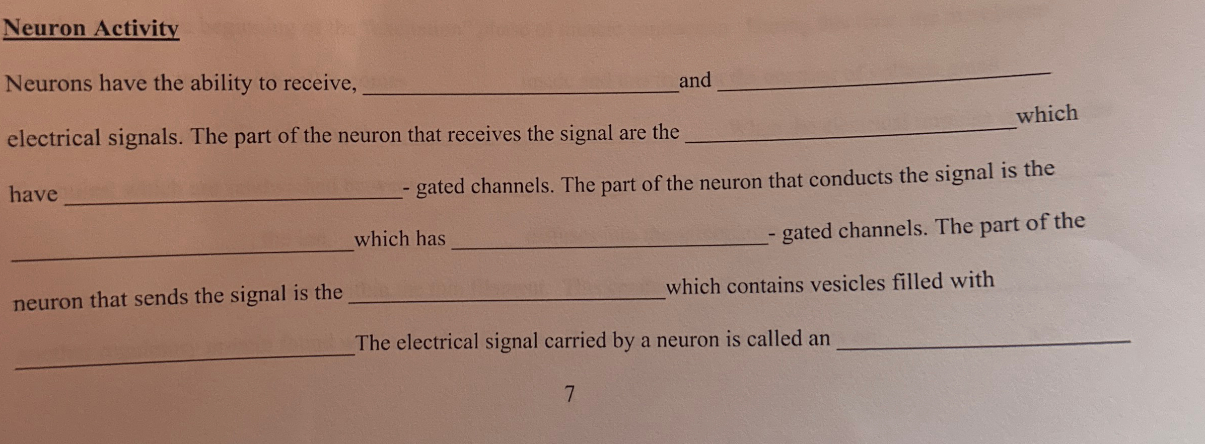 Solved Neuron ActivityNeurons have the ability to | Chegg.com