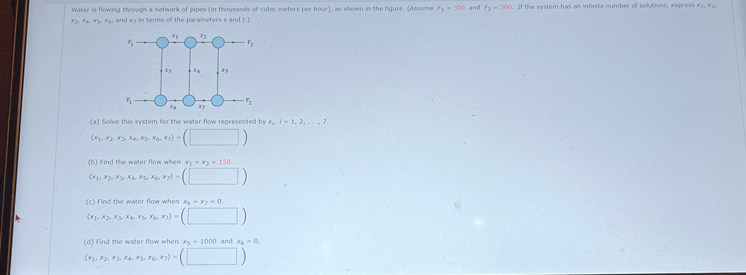Solved x3,x4,x5,x6, ﻿and x7 ﻿in terms of the parameters s | Chegg.com