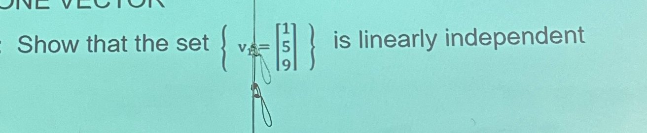 Solved Show that the set {v1=[159]} ﻿is linearly independent | Chegg.com