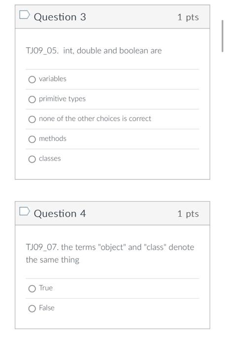 Solved TJ09_05. int, double and boolean are variables | Chegg.com