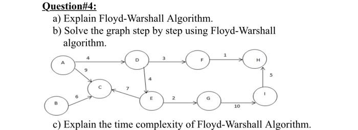 Solved Question#4: a) Explain Floyd-Warshall Algorithm. b) | Chegg.com