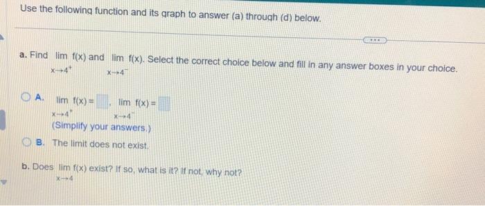 Solved Use the following function and its graph to answer | Chegg.com