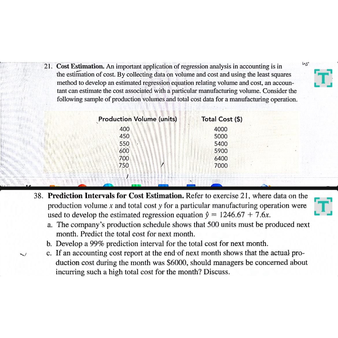Solved Cost Estimation. An important application of | Chegg.com