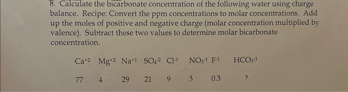 Solved Calculate the bicarbonate concentration of the | Chegg.com