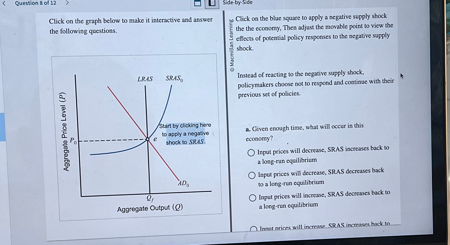 Solved Question 8 ﻿of 12Side-by-SideClick on the graph below | Chegg.com