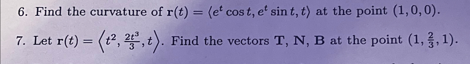 Solved Find the curvature of r(t)=(:etcost,etsint,t:) ﻿at | Chegg.com