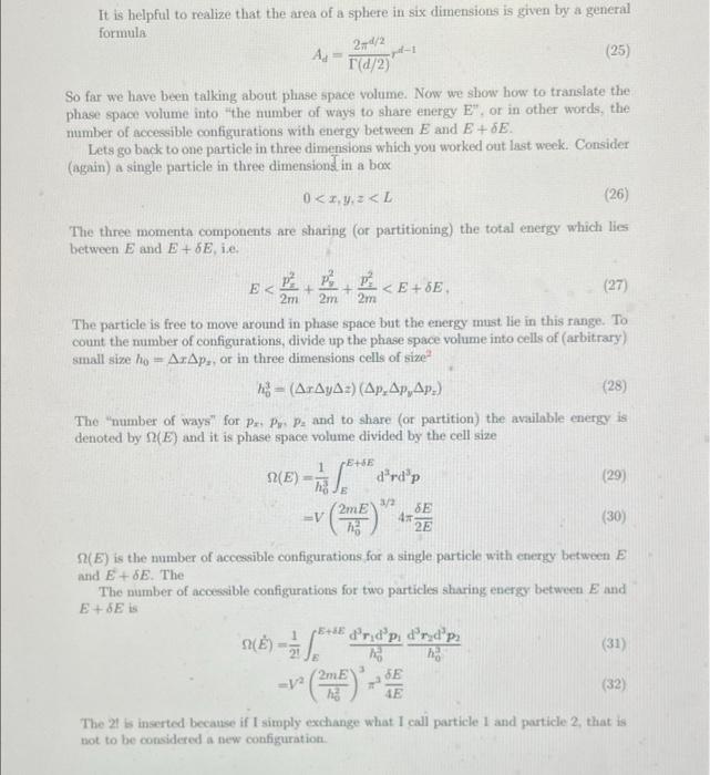 Solved Problem 4. Volume of Phase Space: Part II The purpose | Chegg.com