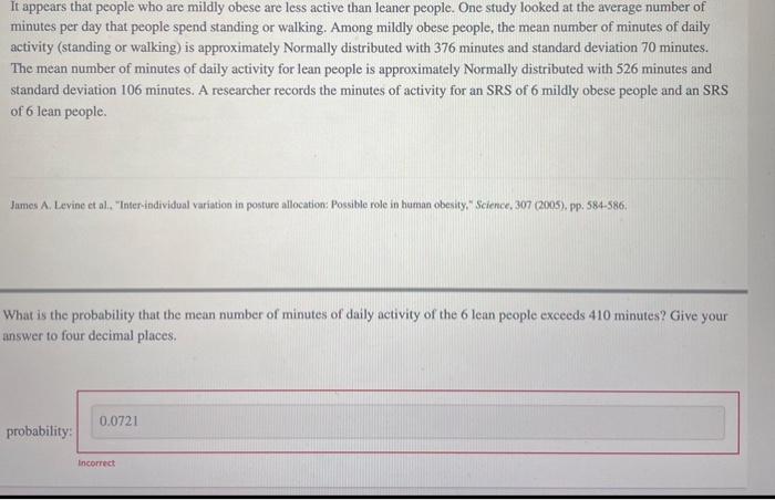 Solved It appears that people who are mildly obese are less | Chegg.com