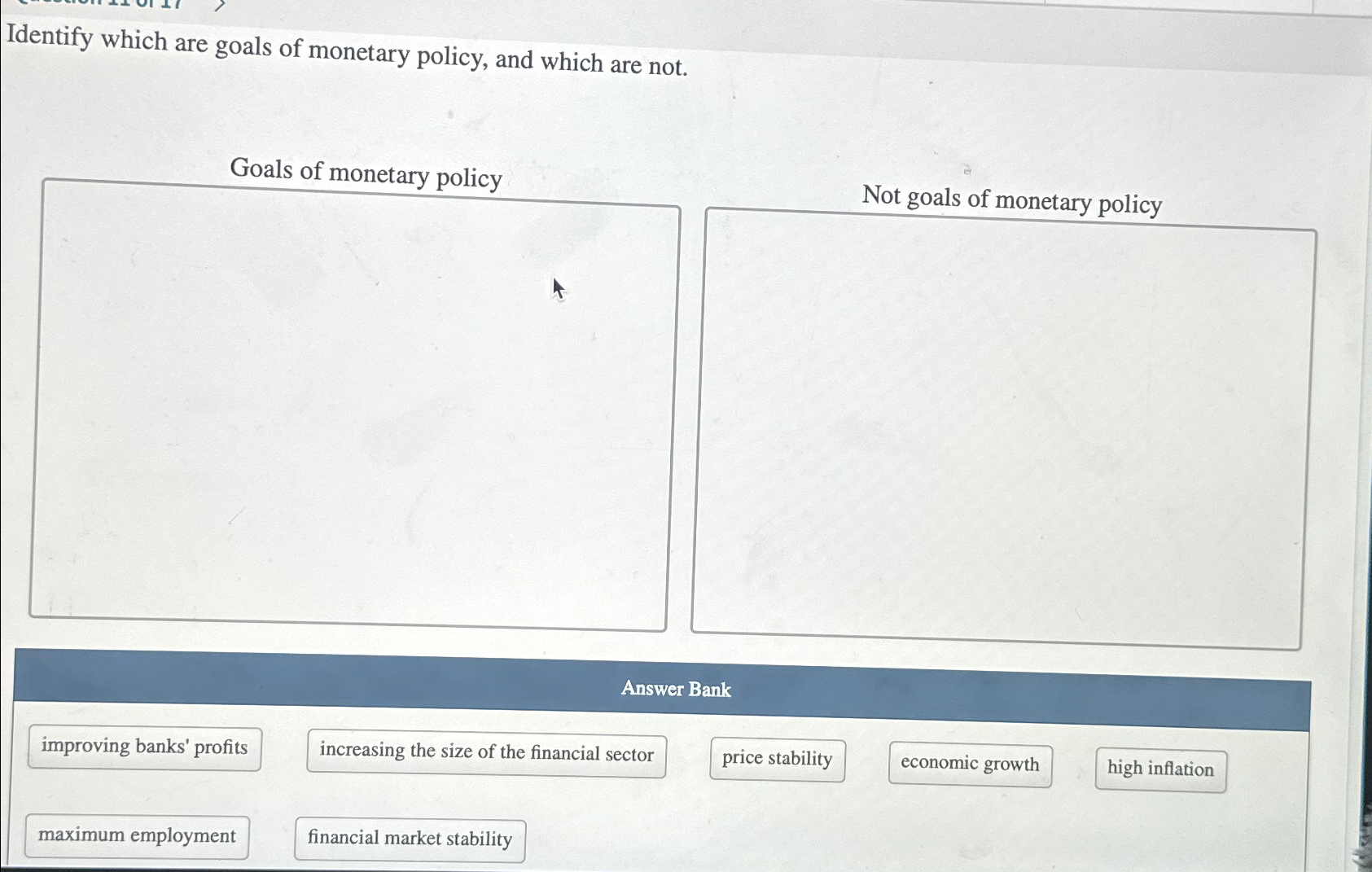 Solved Identify which are goals of monetary policy, and | Chegg.com