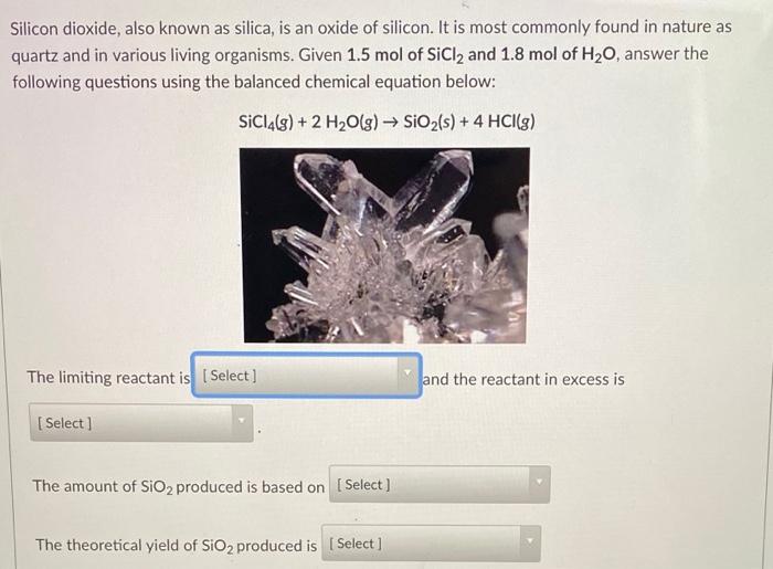 Solved 1. H2O(g), SiCl4(g), HCl(g) 2. H2O(g), HCl(g), | Chegg.com