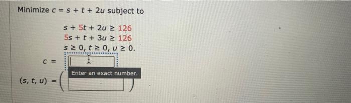 Solved Solve the standard minimization problem using | Chegg.com