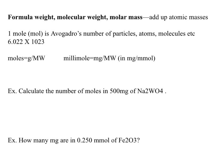 Solved Formula weight, molecular weight, molar mass—add up | Chegg.com