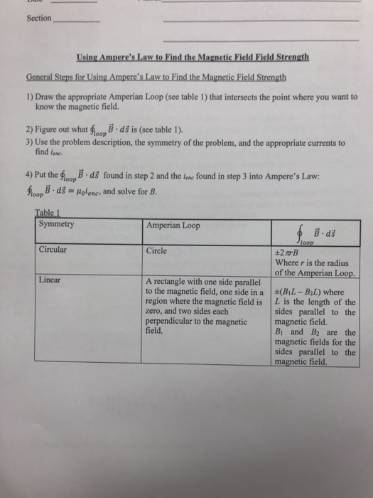 Solved Section Using Ampere's Law to Find the Magnetic Field | Chegg.com