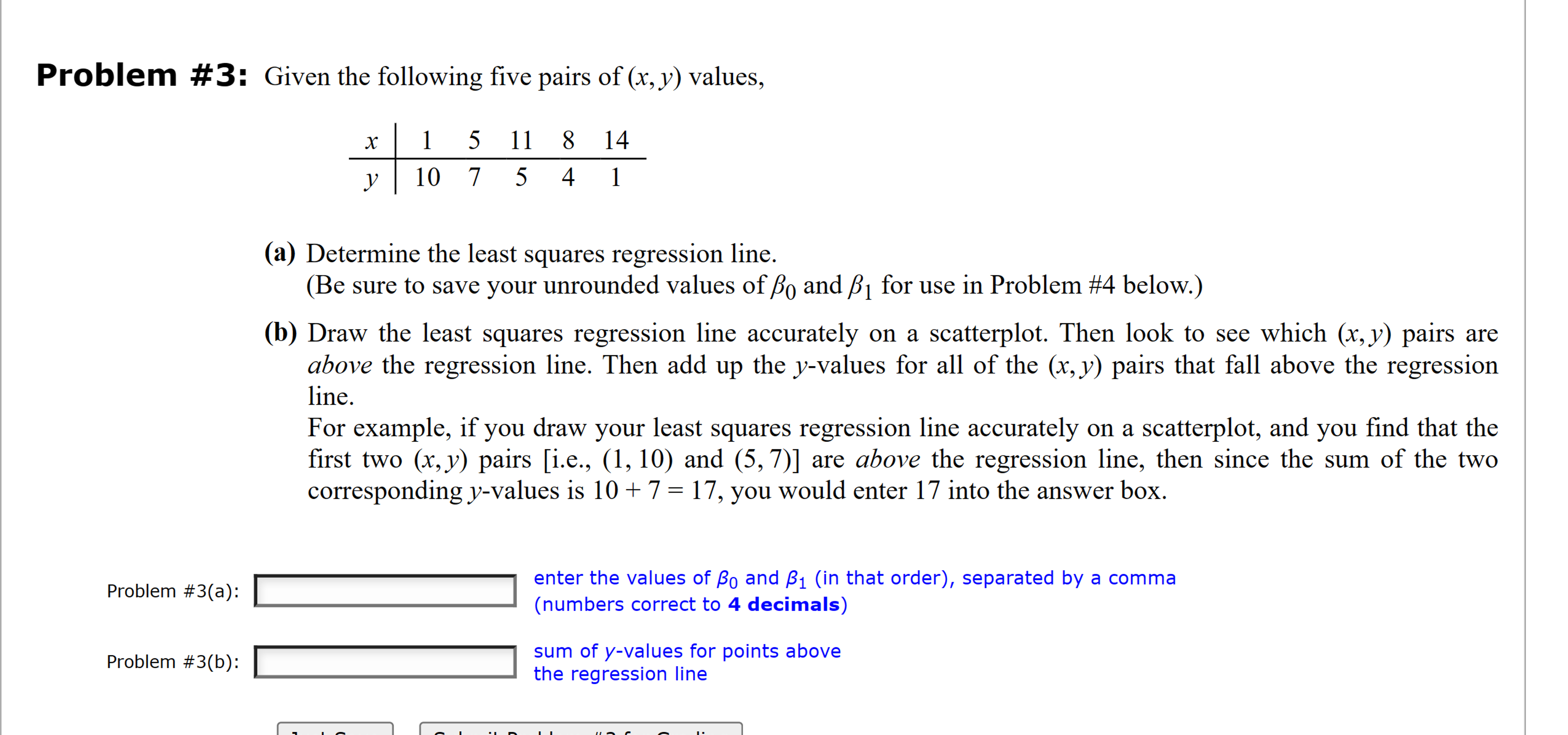 Solved Problem #3: Given the following five pairs of (x,y) | Chegg.com