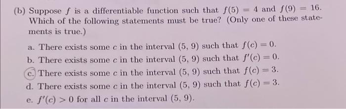 Solved (b) Suppose f is a differentiable function such that | Chegg.com