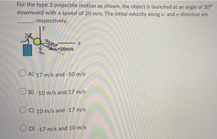 Solved For the type 1 projectile motion as shown, the | Chegg.com