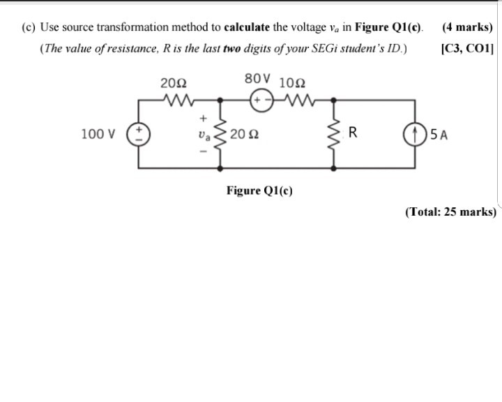 Solved C Use Source Transformation Method To Calculate The 9895