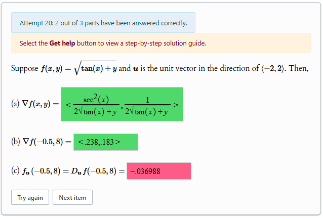 Solved Attempt 20: 2 ﻿out of 3 ﻿parts have been answered | Chegg.com