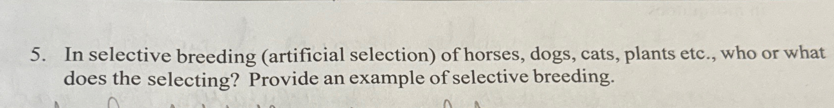 Solved In selective breeding (artificial selection) ﻿of | Chegg.com