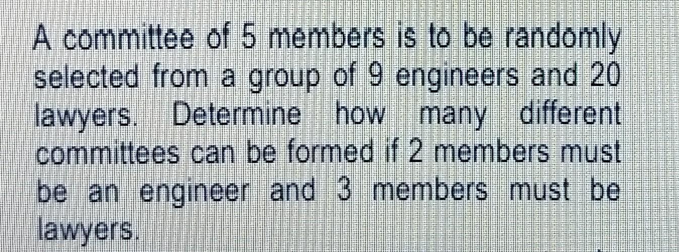 Solved A committee of 5 members is to be randomly selected | Chegg.com