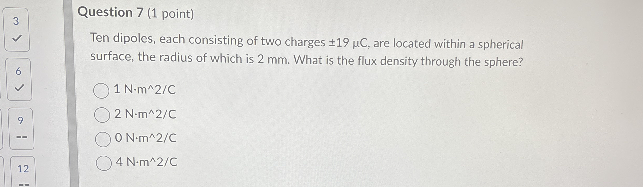 Solved Question 7 (1 ﻿point)Ten dipoles, each consisting of | Chegg.com