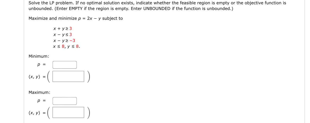 Solved Solve the LP problem. If no optimal solution exists, | Chegg.com