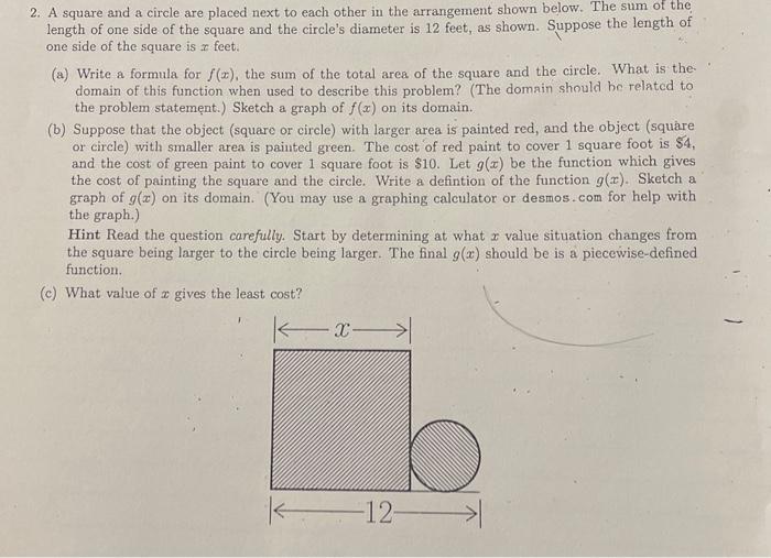 2. A square and a circle are placed next to each | Chegg.com