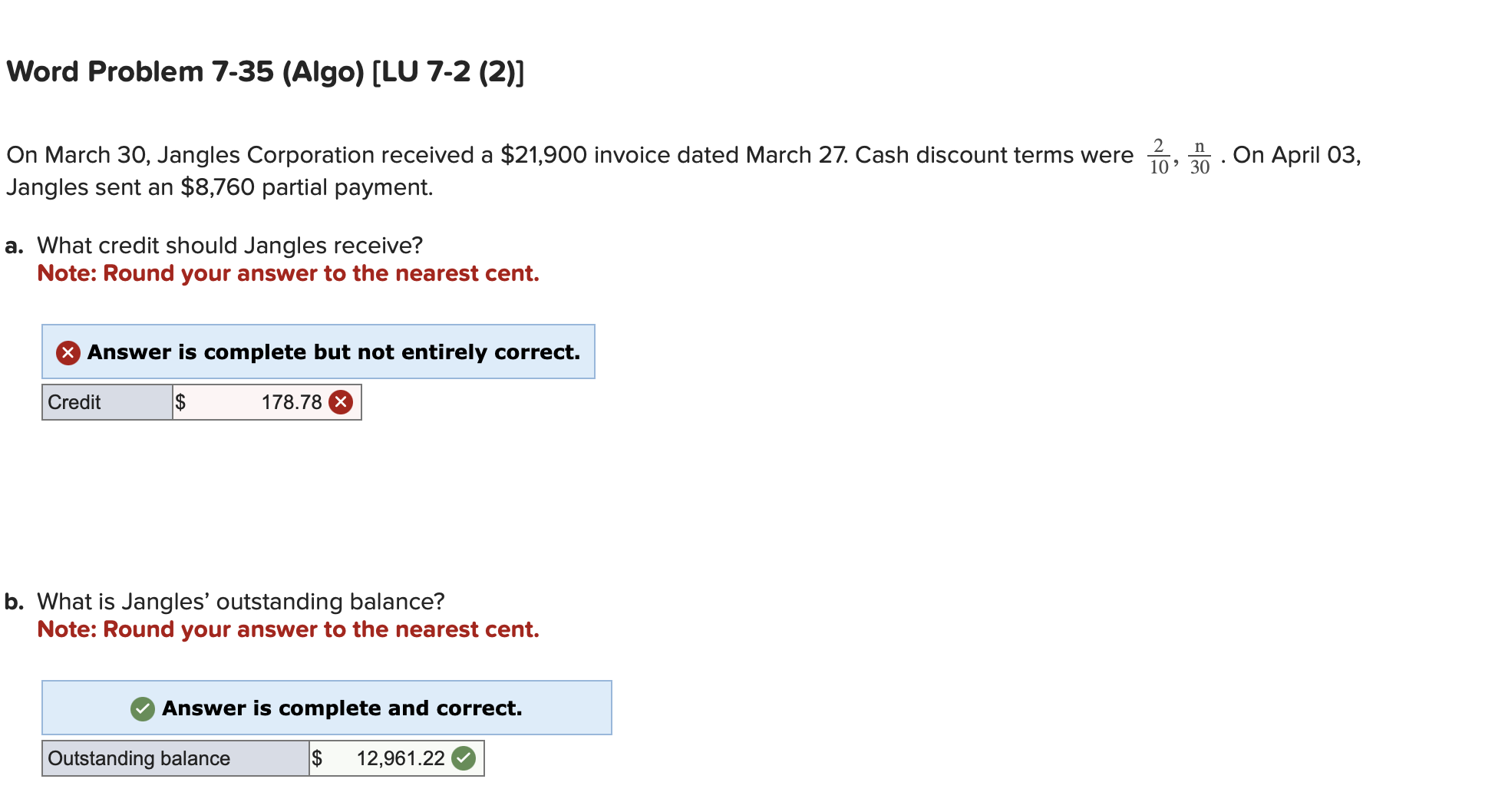 Solved Word Problem 7-35 (Algo) [LU 7-2 (2)] ﻿On March 30, | Chegg.com