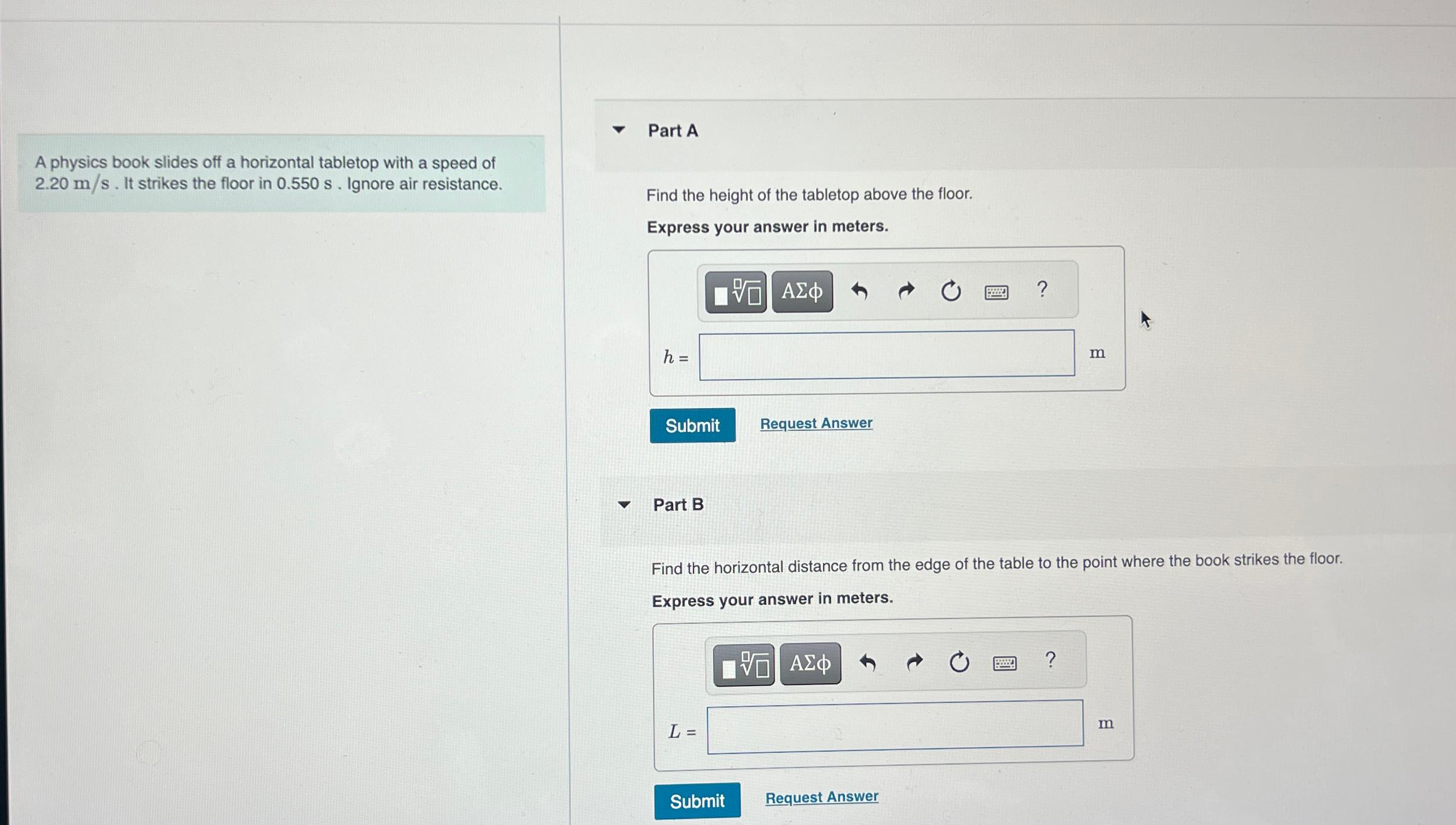 Solved A physics book slides off a horizontal tabletop with | Chegg.com