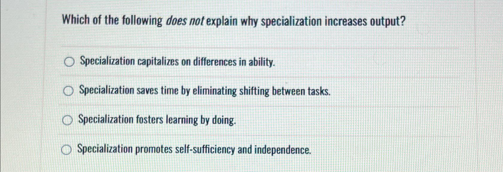 Solved Which of the following does not explain why | Chegg.com