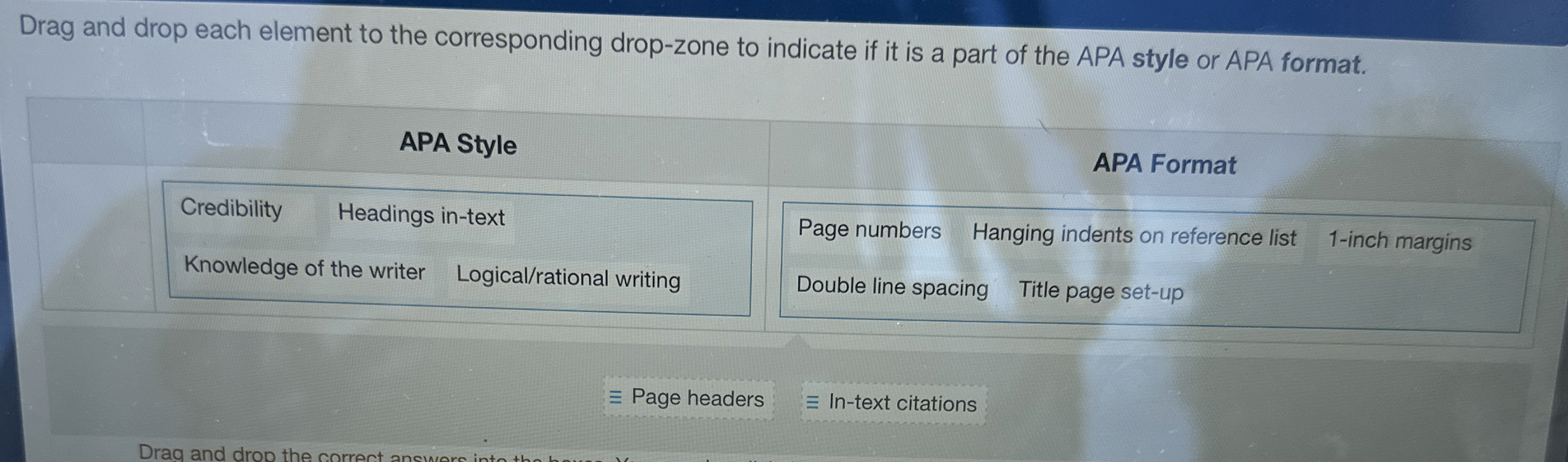 Solved Drag and drop each element to the corresponding | Chegg.com
