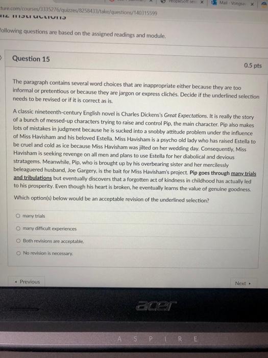 The paragraph contains several word choices that are | Chegg.com