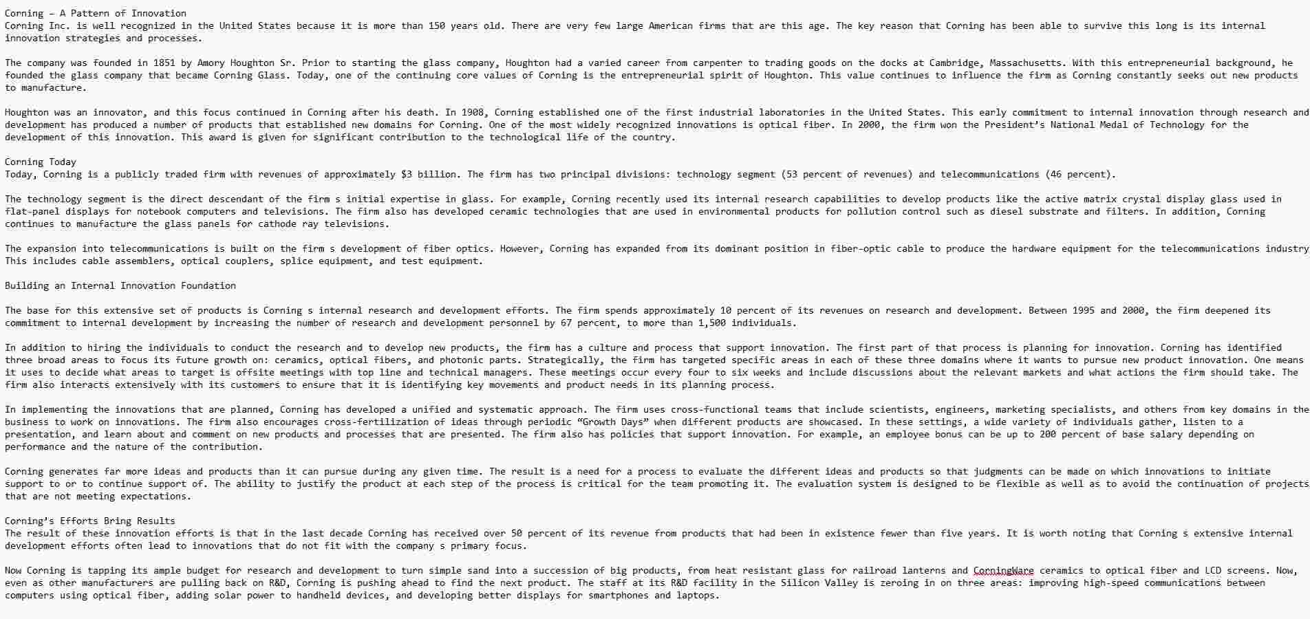 Solved Please original work How did Corning address the | Chegg.com