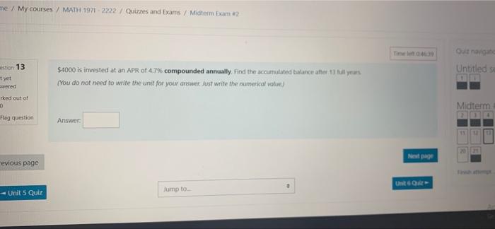 Solved me/ My courses / MATH 1971-2222 / Quizzes and Exams / | Chegg.com