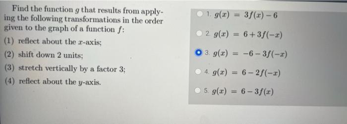 Solved Find the function g that results from applying the | Chegg.com