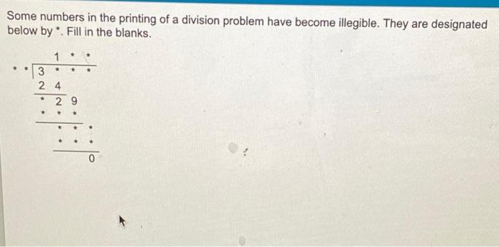 Solved Some numbers in the printing of a division problem | Chegg.com