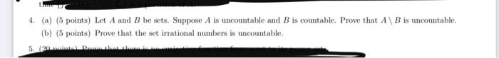 4. (a) (5 points) Let A and B be sets. Suppose A is | Chegg.com