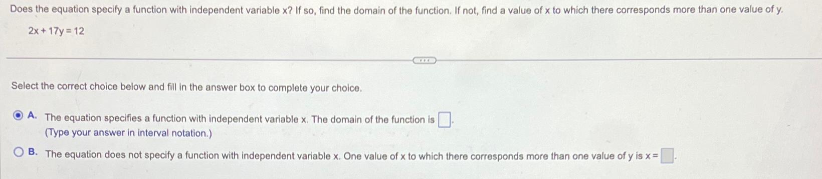 Solved Does the equation specify a function with independent | Chegg.com