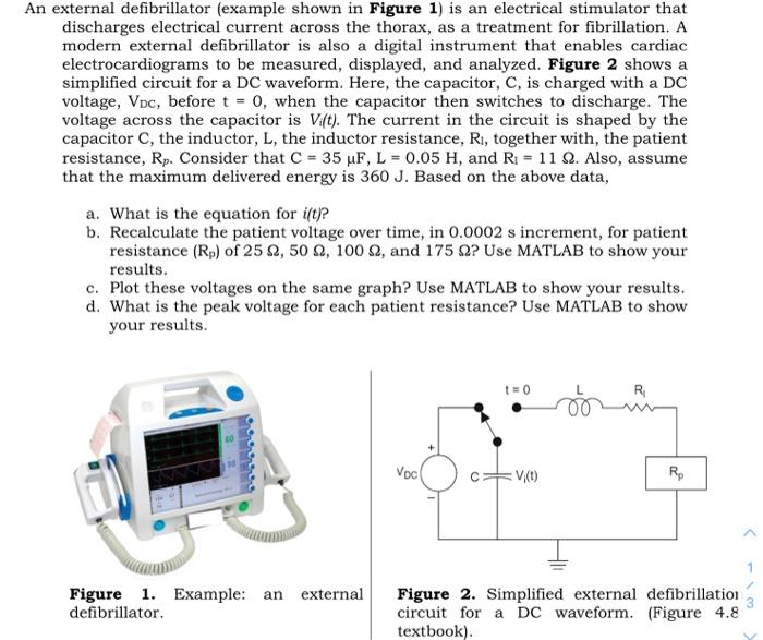 Solved An external defibrillator (example shown in Figure 1) | Chegg.com