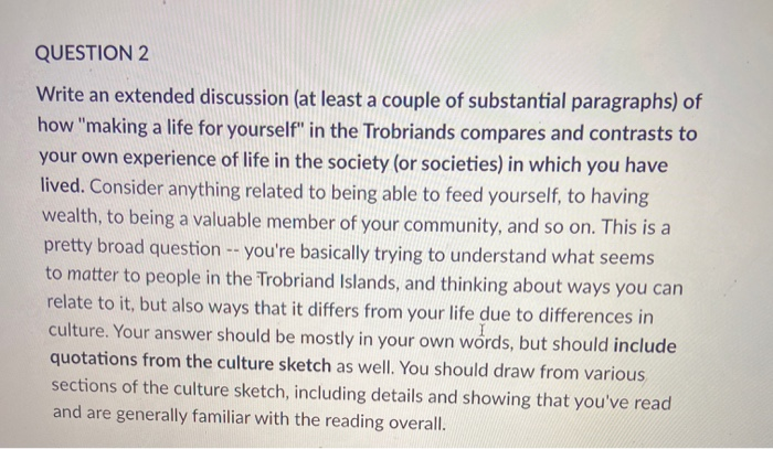 QUESTION 2 Write an extended discussion (at least a | Chegg.com