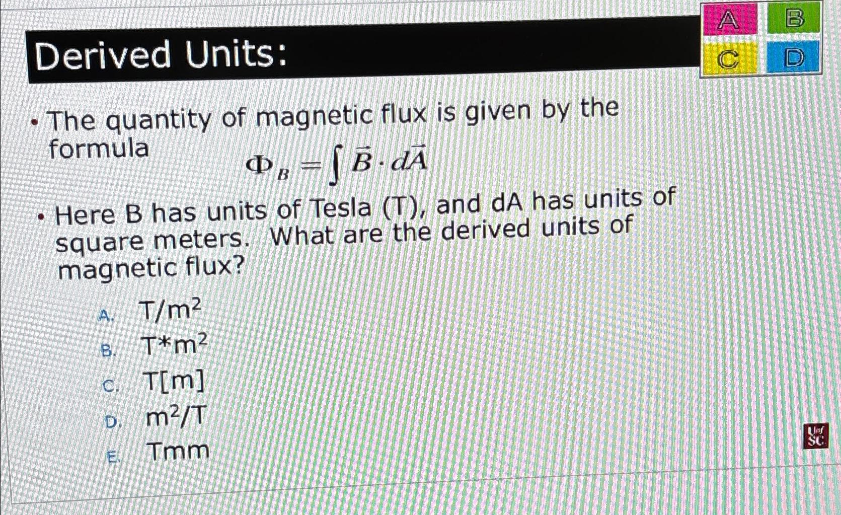 Solved Derived Units:The quantity of magnetic flux is given | Chegg.com